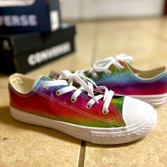Converse | Shoes | Big Girlswomens Metallic Glitter Rainbow Converse ...